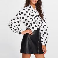 China Fashion bowknot polka dot long sleeve women tops for sale