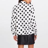 China Fashion bowknot polka dot long sleeve women tops for sale