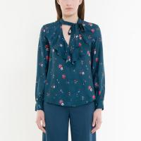 China New arrival women floral ruffle collar long sleeve blouse for sale