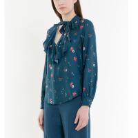 China New arrival women floral ruffle collar long sleeve blouse for sale
