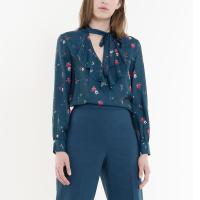 China New arrival women floral ruffle collar long sleeve blouse for sale