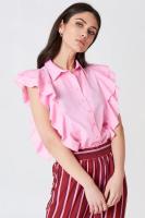 China Lady Clothing Pink Frill Women Shirt for sale