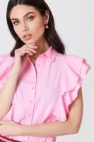 China Lady Clothing Pink Frill Women Shirt for sale