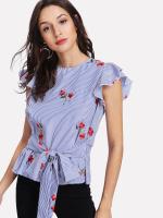 China Clothes Ladies Women Summer Embroidered Blouse for sale