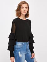 China Guangzhou Clothing Factory Office Bell Sleeve Lady Blouse for sale