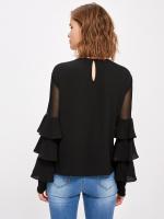 China Guangzhou Clothing Factory Office Bell Sleeve Lady Blouse for sale