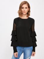 China Guangzhou Clothing Factory Office Bell Sleeve Lady Blouse for sale