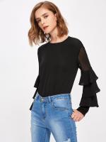 China Guangzhou Clothing Factory Office Bell Sleeve Lady Blouse for sale