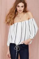 China Lancai garment product summer design ladies off shoulder blouse for sale