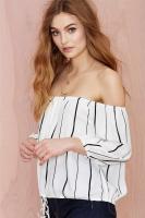 China Lancai garment product summer design ladies off shoulder blouse for sale