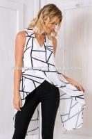 China Back split printed cross over top ladies latest long tops for sale