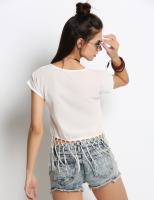 China tops for women 2016 Women Round Neck Embroidery Tassel Blouse Crop Tops for sale
