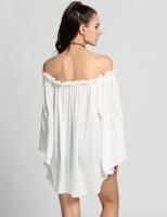 China Neck Designs For Ladies Tops Fashion Women Off Shoulder Solid Blouse Tops for sale