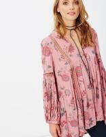 China Boho Style Women Floral Printed Blouse for sale