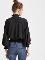 China 2017 Fashionable black embroidered blouses for women for sale