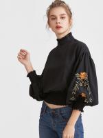China 2017 Fashionable black embroidered blouses for women for sale