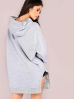 China New Designs Slit Hooded Pocket Front Dropped Shoulders Sweatshirt for Women for sale