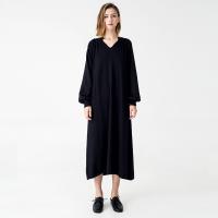 China Autumn Women Clothing Black Midi Knit Dress for sale