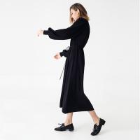 China Autumn Women Clothing Black Midi Knit Dress for sale