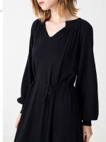 China Autumn Women Clothing Black Midi Knit Dress for sale
