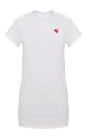 China Women Classic Version White Heart Embroidered T Shirt Dress With O Neck for sale