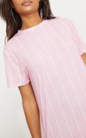 China Hot Sale Fashion Pastel Pink Stripe Print T Shirt Dress For Women for sale