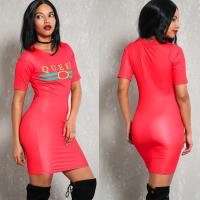 China Women Cheap Sexy Coral Graphic Print Bodycon T-Shirt Dress On Sale for sale