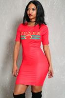 China Women Cheap Sexy Coral Graphic Print Bodycon T-Shirt Dress On Sale for sale