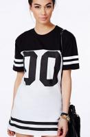 China Fashion Women Longline Loose Long T Shirt Baseball Dress With Printed for sale