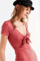 China Women Summer Pink Dress Elegant Sexy Side Slit Bodycon Dress With Bow for sale