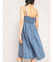 China Summer chambray midi linen dress with a fit & flare silhouette and a button up front for sale