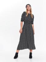 China Women Elegant Short Sleeve  Polka Dot Casual Maxi Dresses With 100% Viscose for sale
