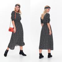 China Women Elegant Short Sleeve  Polka Dot Casual Maxi Dresses With 100% Viscose for sale
