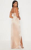 China 2019 New Arrivals Women Casual Petite Champagne Satin Maxi Dress And Sexy for sale
