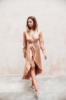 China Fall Women Clothing Sexy Deep V Neck Satin Wrap Dress for sale