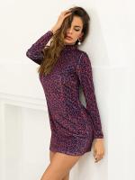 China Women Clothing Long Sleeve Mini Leopard Print Dress for sale
