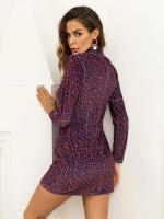 China Women Clothing Long Sleeve Mini Leopard Print Dress for sale