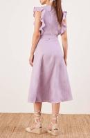 China Clothing Fashion Women Ruffle Shoulder Midi Linen Dress Ladies for sale