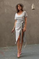 China Clothing Fashion Women White T-shirt Wrap Midi Dress with Slit for sale
