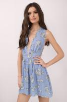 China Blue Deep V Sex Mini Dress for Women for sale