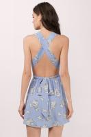 China Blue Deep V Sex Mini Dress for Women for sale