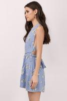 China Blue Deep V Sex Mini Dress for Women for sale