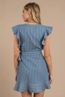 China Sexy Deep V Neck Ladies Ruffles Wrap Dress Mini for sale