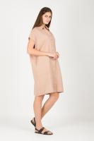 China Summer women's fashion oversized cotton shirt dress in beige for sale