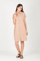 China Summer women's fashion oversized cotton shirt dress in beige for sale