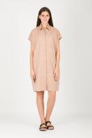 China Summer women's fashion oversized cotton shirt dress in beige for sale