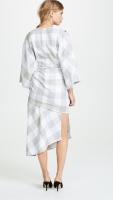 China Fall Clothing Plus Size Gingham Kimono Style Wrap Dress For Women for sale