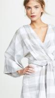 China Fall Clothing Plus Size Gingham Kimono Style Wrap Dress For Women for sale