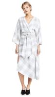 China Fall Clothing Plus Size Gingham Kimono Style Wrap Dress For Women for sale