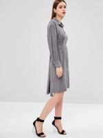 China Fall Clothing Womens Midi Double Slit Shirt Dress Long Sleeve for sale